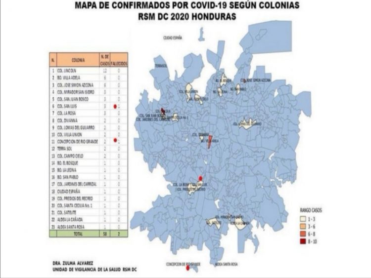 Listado de barrios y colonias del Distrito Central con casos de COVID ...