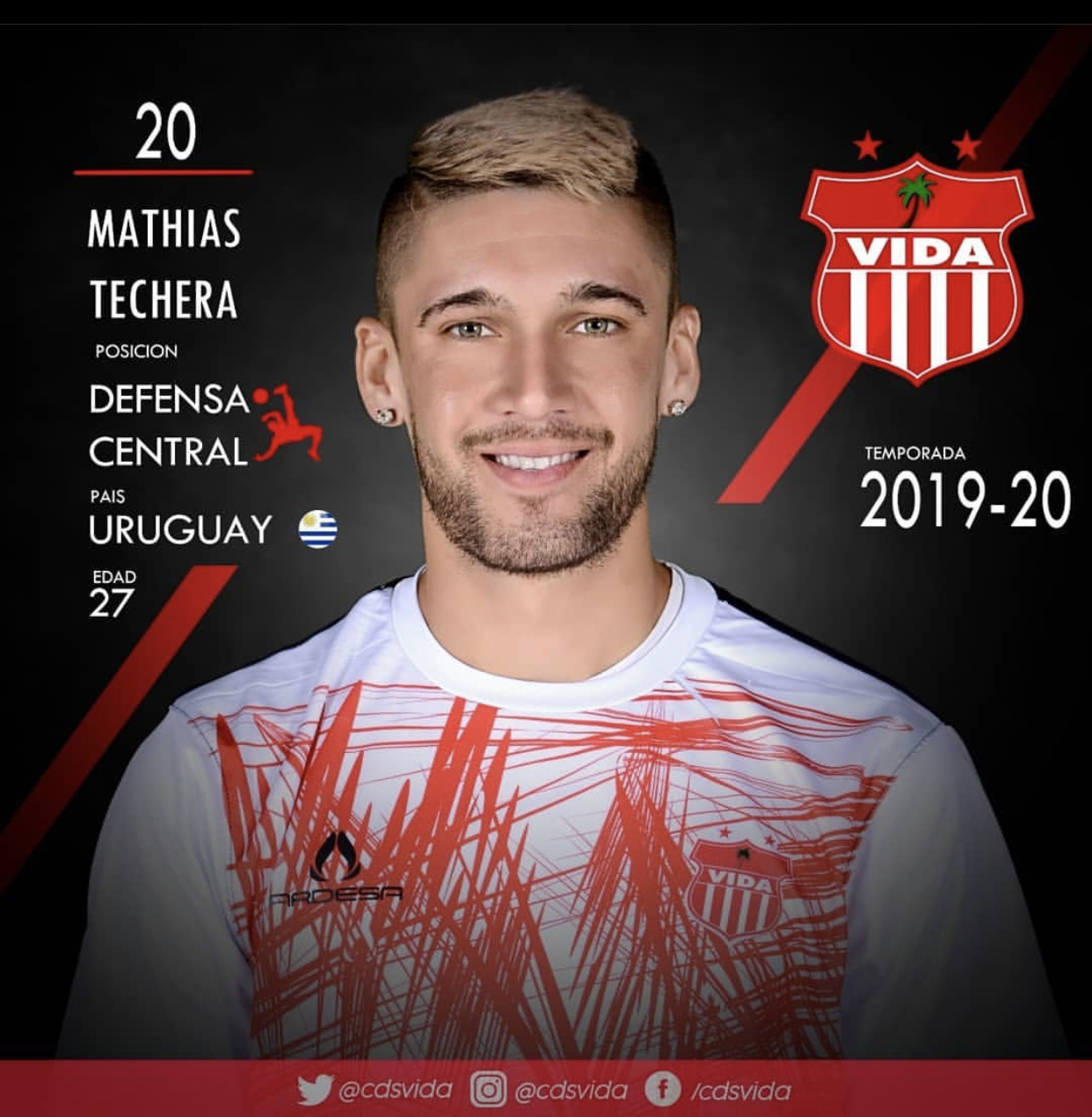 Mathias Techera con un año más de contrato en el Vida - RCV Honduras