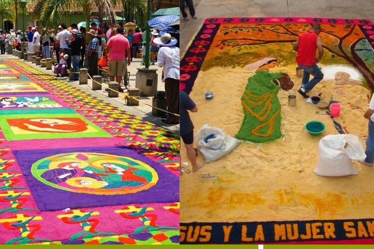 Alfombras de aserrín: una tradición de arte y fe en la Semana Santa