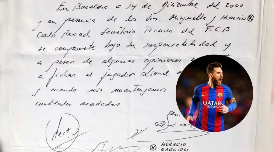 Empieza la subasta de la servilleta con el primer contrato de Messi