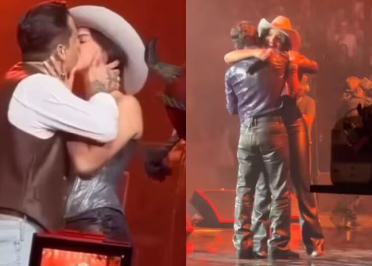 VIDEO I Christian Nodal y Ángela Aguilar se besan en pleno escenario