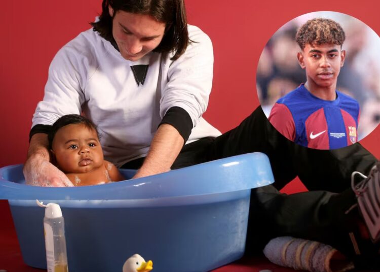 La historia detrás de la foto de Messi bañando a Lamine Yamal