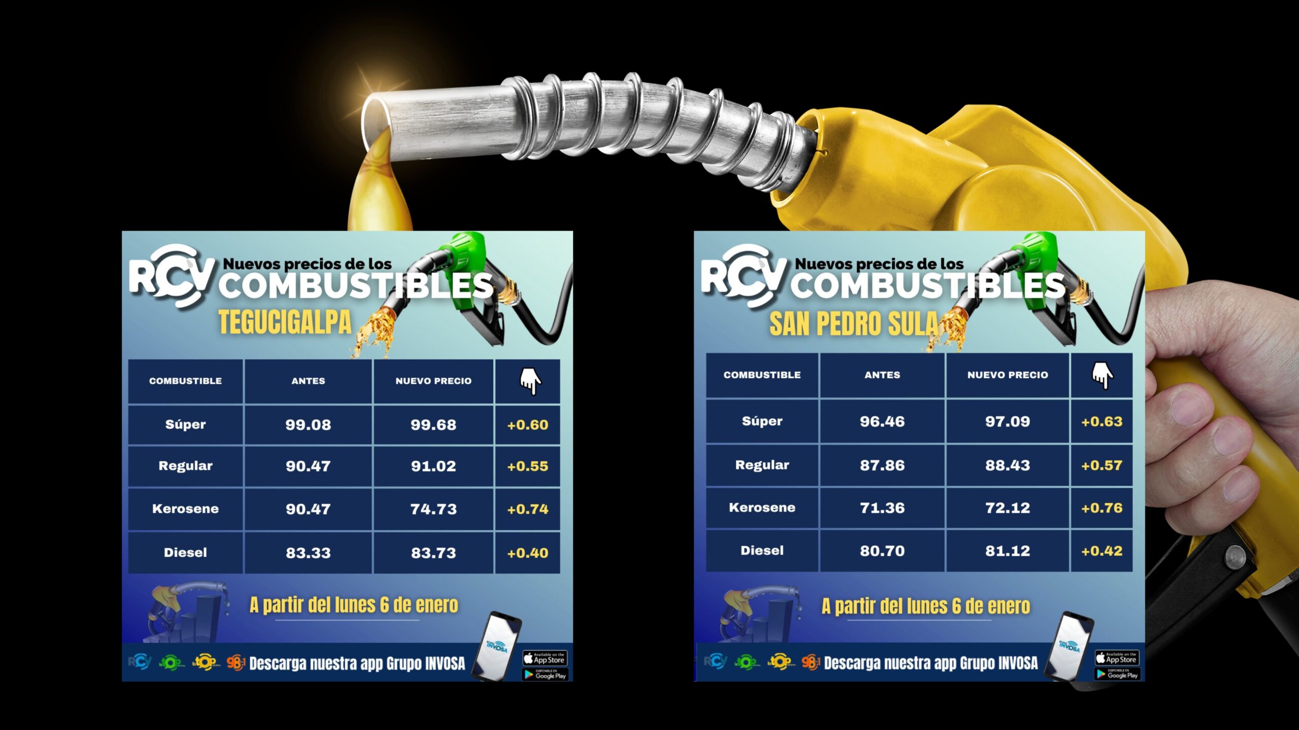 Aumento en los combustibles a partir del lunes 06 de enero