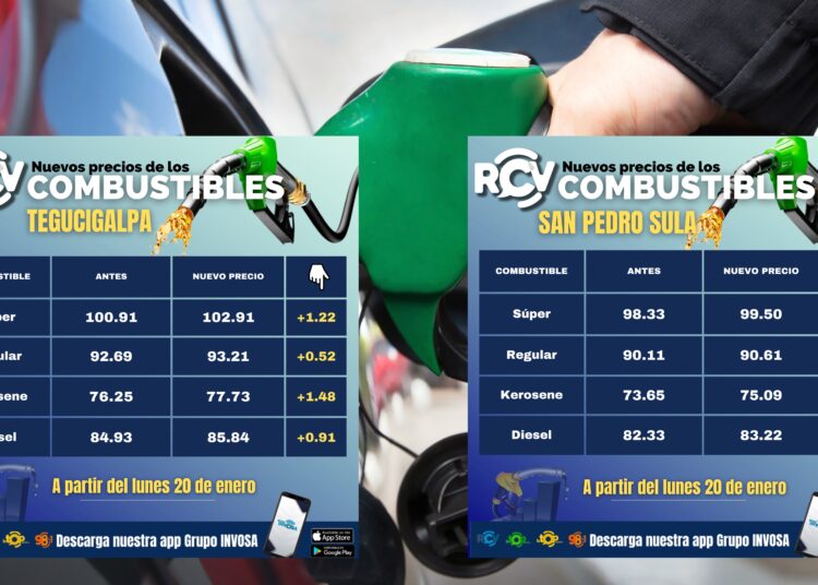 Aumento en los combustibles a partir del lunes 20 de enero