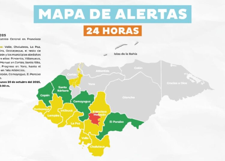 Copeco refuerza alertas por lluvias intensas en el país